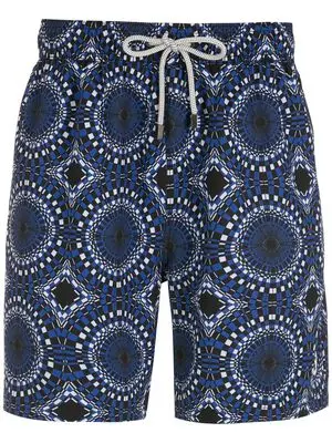 AMIR SLAMA Abstract-print Drawstring Swim Shorts - Blue