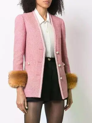Saint Laurent Faux Fur Detail Fitted Jacket