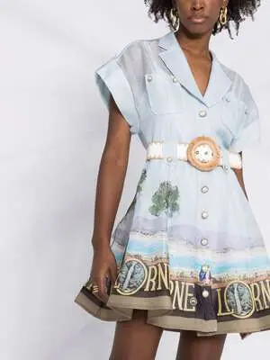 Zimmermann Postcard Shirt Mini Dress In Blue - 38% Off