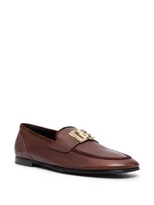 Dolce & Gabbana Interlocking Dg-plaque Loafers - Brown