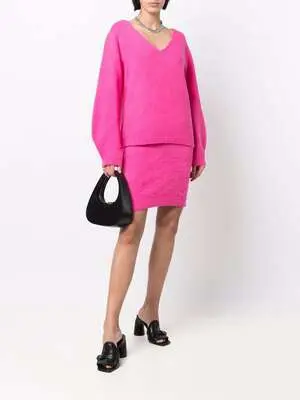 Helmut Lang Textured Knit Pencil Skirt - Pink