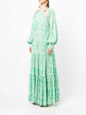 Simkhai Long Puff Sleeve Floral Print Maxi Dress