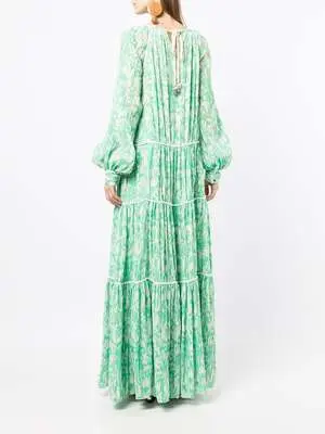 Simkhai Long Puff Sleeve Floral Print Maxi Dress
