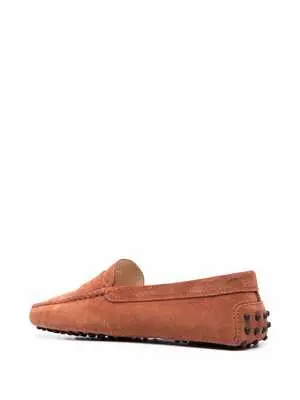 TOD'S Almond Toe Suede Loafers - Orange
