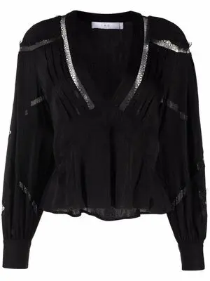 IRO PARIS V-neck Long-sleeve Top - Black