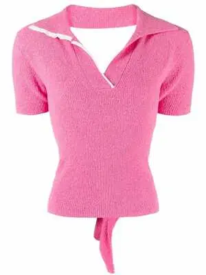 Jacquemus Open-back Knitted Polo Top - Pink