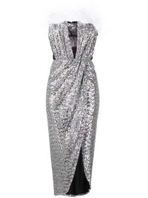 Nervi Feather-detail Sequin Dress