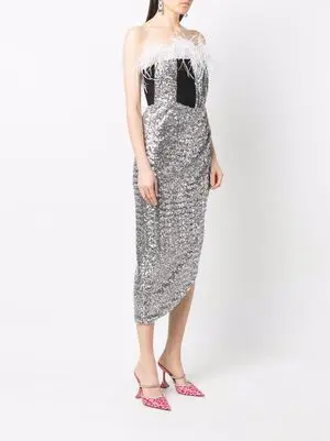 Nervi Feather-detail Sequin Dress