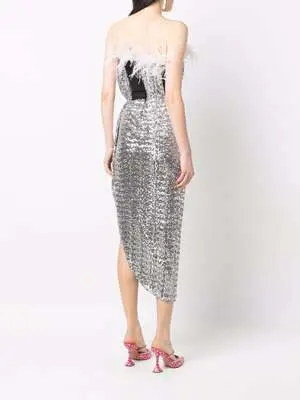 Nervi Feather-detail Sequin Dress