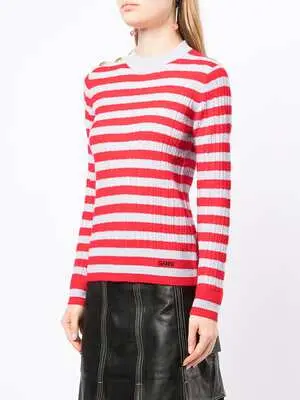 GANNI Striped Cable Knit Jumper