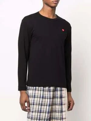 Play Comme Des Garcon Logo-patch Cotton T-shirt - Black
