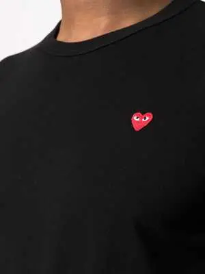 Play Comme Des Garcon Logo-patch Cotton T-shirt - Black