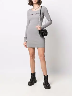 DIESEL® Logo Print Ribbed Sweater Dress