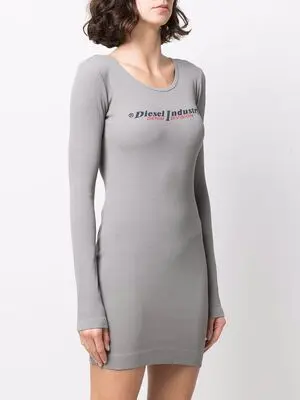 DIESEL® Logo Print Ribbed Sweater Dress