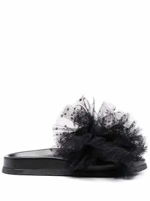 Red Valentino Point D'esprit Tulle Slip-on Sandals
