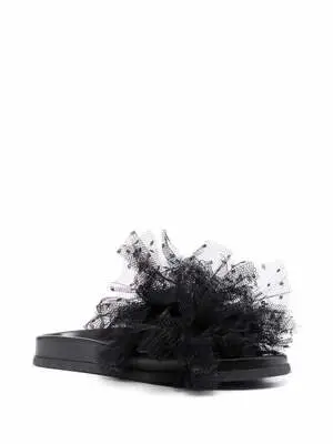 Red Valentino Point D'esprit Tulle Slip-on Sandals
