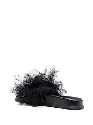 Red Valentino Point D'esprit Tulle Slip-on Sandals