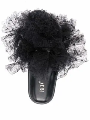 Red Valentino Point D'esprit Tulle Slip-on Sandals