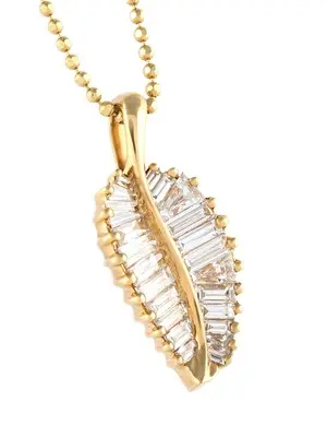ANITA KO 18kt Yellow Palm Leaf Diamond Pendant Necklace