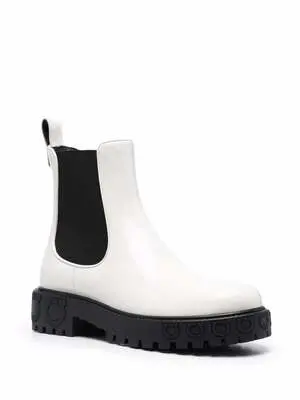 FERRAGAMO Leather Chelsea Boots - White