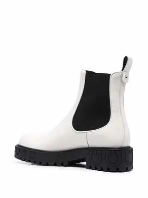 FERRAGAMO Leather Chelsea Boots - White