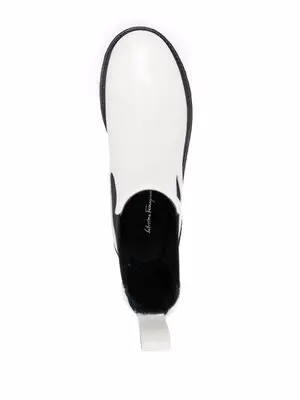 FERRAGAMO Leather Chelsea Boots - White