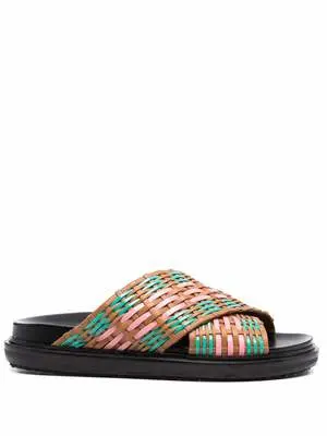 Marni Criss-cross Flat Sandals - Brown