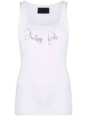 Philipp Plein Rhinestone-logo Tank Top - White