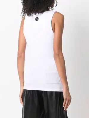Philipp Plein Rhinestone-logo Tank Top - White