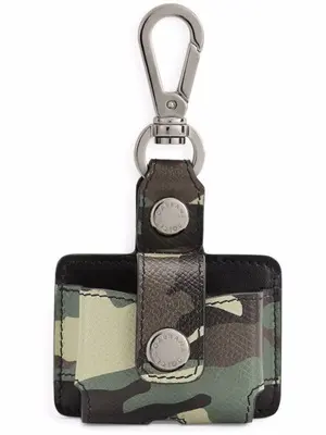 Dolce & Gabbana Camouflage-print Leather Keyring - Green
