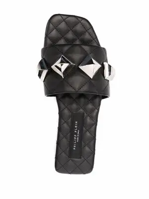 Philipp Plein Flat Studded Matelassè Sandals