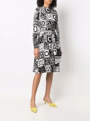 FERRAGAMO Gancini Print Silk Shirt Dress