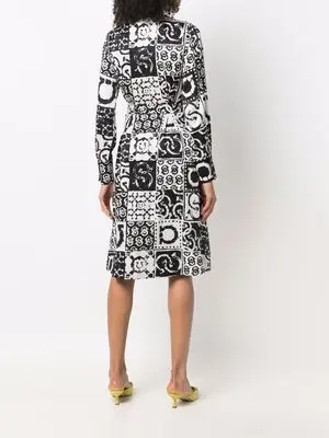 FERRAGAMO Gancini Print Silk Shirt Dress