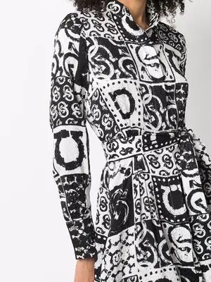 FERRAGAMO Gancini Print Silk Shirt Dress