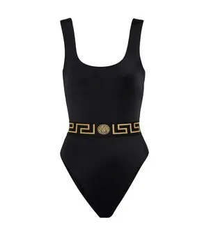 Versace Greca Printed Swimsuit - Black