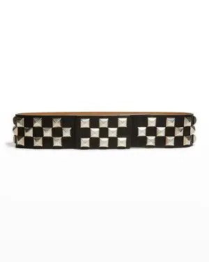 Streets Ahead Roger Studded Leather Belt - Ca Black Silver