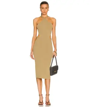 DION LEE Lustrate Fork Dress In Beige