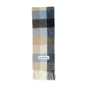 Acne Studios Scarf With Fringes Blue_beige_black