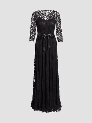 Rickie Freeman For Teri Jon Lace Pintuck Gown - Black