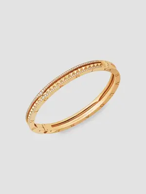 BVLGARI B. Zero1 Rock 18k Yellow & 0.9 Tcw Diamond Hinged Bangle Bracelet - Gold