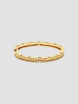 BVLGARI B. Zero1 Rock 18k Yellow & 0.9 Tcw Diamond Hinged Bangle Bracelet