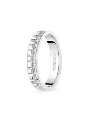 Boucheron Quatre Radiant Edition Clou De Paris 18k & 0.24 Tcw Diamond Wedding Band - White Gold