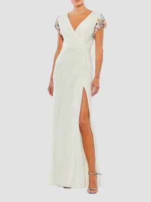 Mac Duggal Embellished Wrap Gown