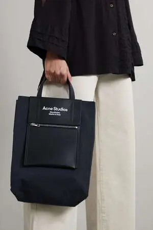 Acne Studios Baker Out Medium Canvas And Printed Leather Tote