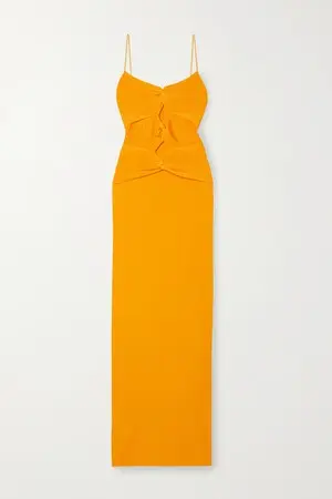 Cult Gaia Honey Twist-front Cutout Ribbed-knit Dress