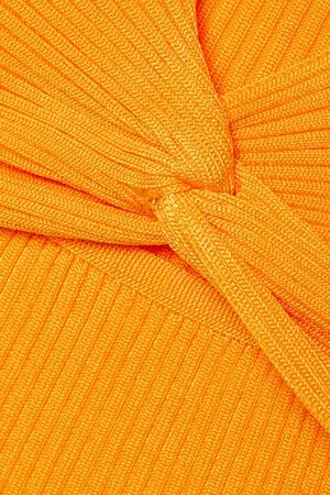Cult Gaia Honey Twist-front Cutout Ribbed-knit Dress