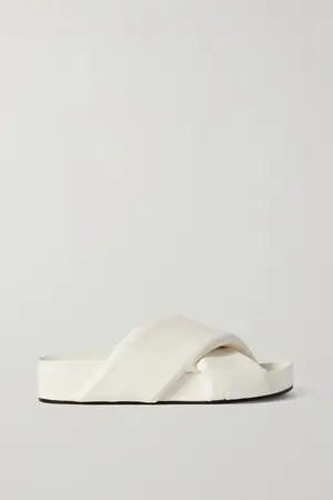 JIL SANDER Leather Buckled Slides - Off-white
