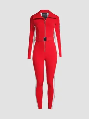 Cordova Signature Belted Ski Jumpsuit - Fiery Red