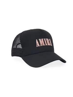 Amiri Core Logo Trucker Hat Black Peach