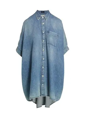 R13 Oversized Boxy Denim Shirtdress - Chester Blue